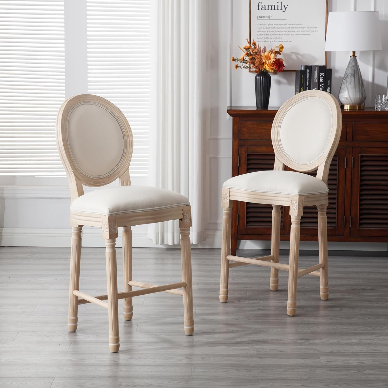 Solid Wood Bar stools Classic French Country Wooden Barstools with ...