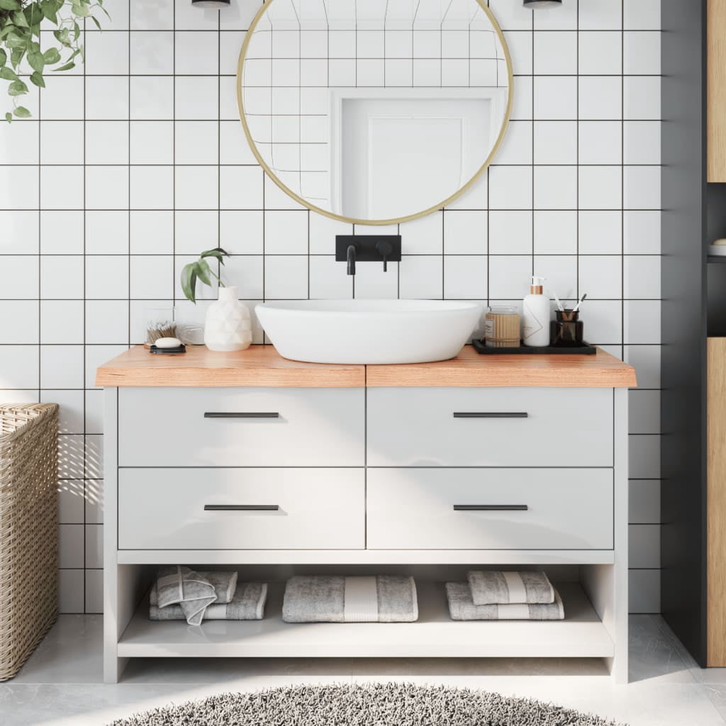 Solid Wood Bathroom Countertop - Light Brown, Adjustable Height (0.8-2. ...