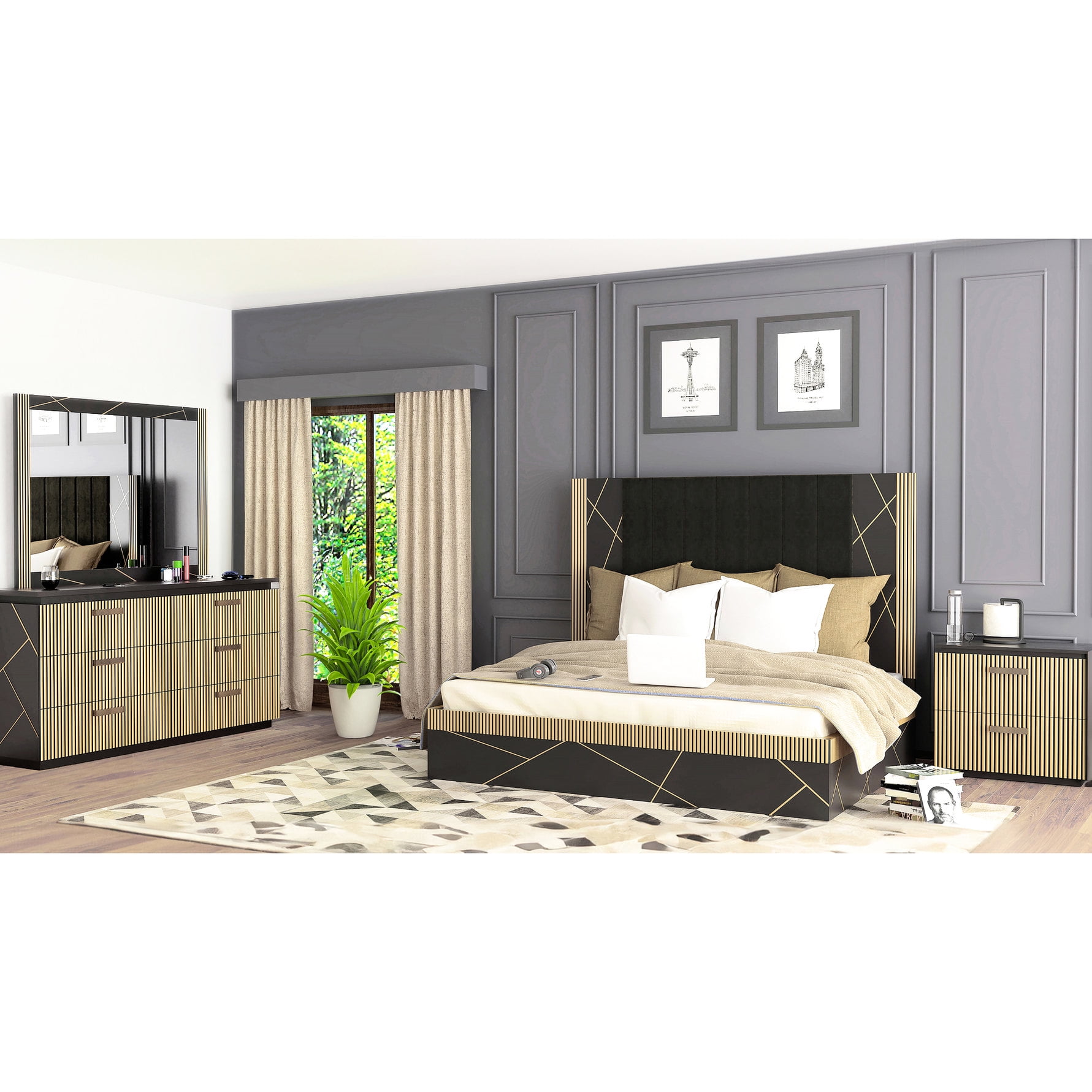 Solid Wood Bedroom Set - Matching Mirror and Nightstand - Bedroom Space ...