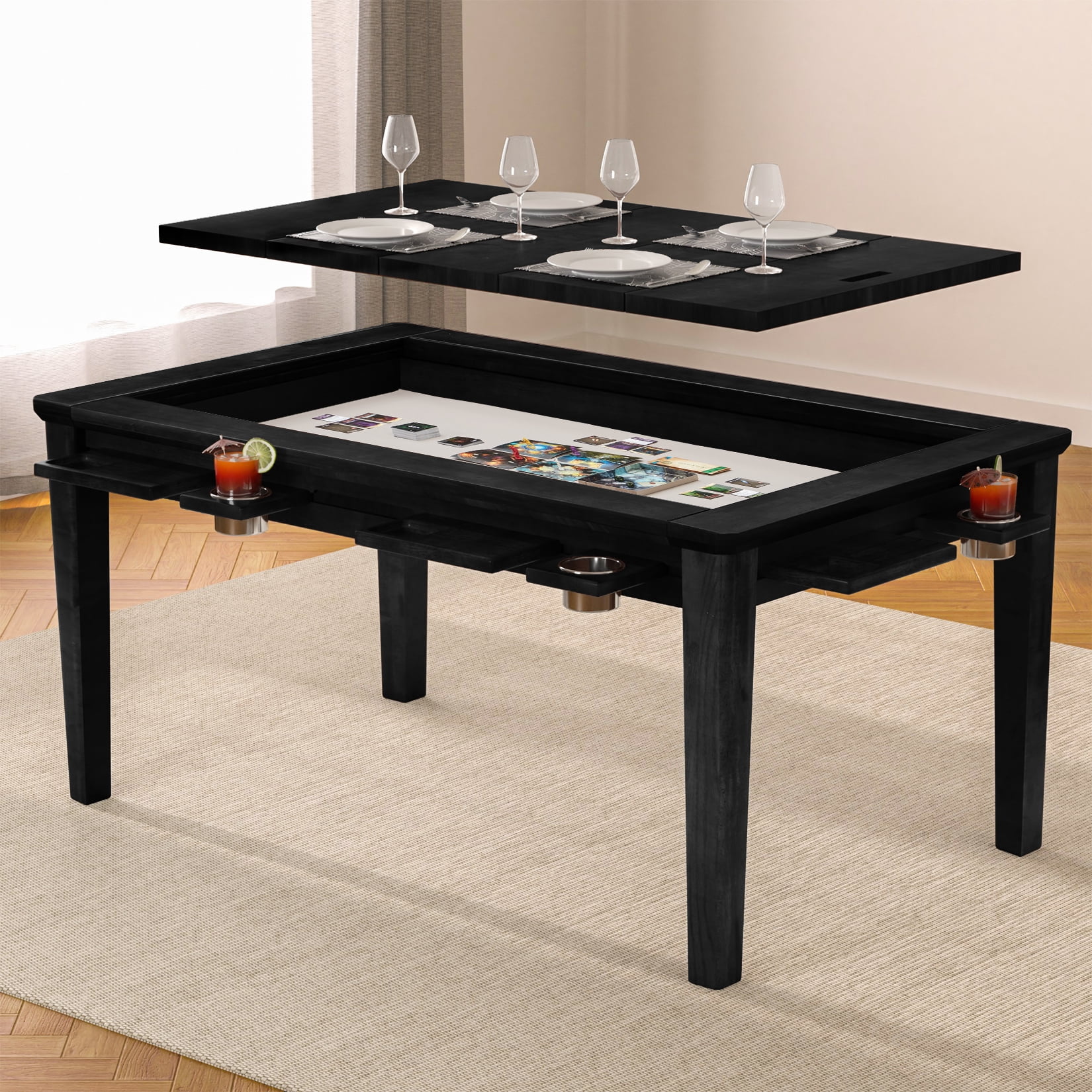 Avocahom Solid Wood Board Game Table for 4–6 with Removable Top, 54" x ...