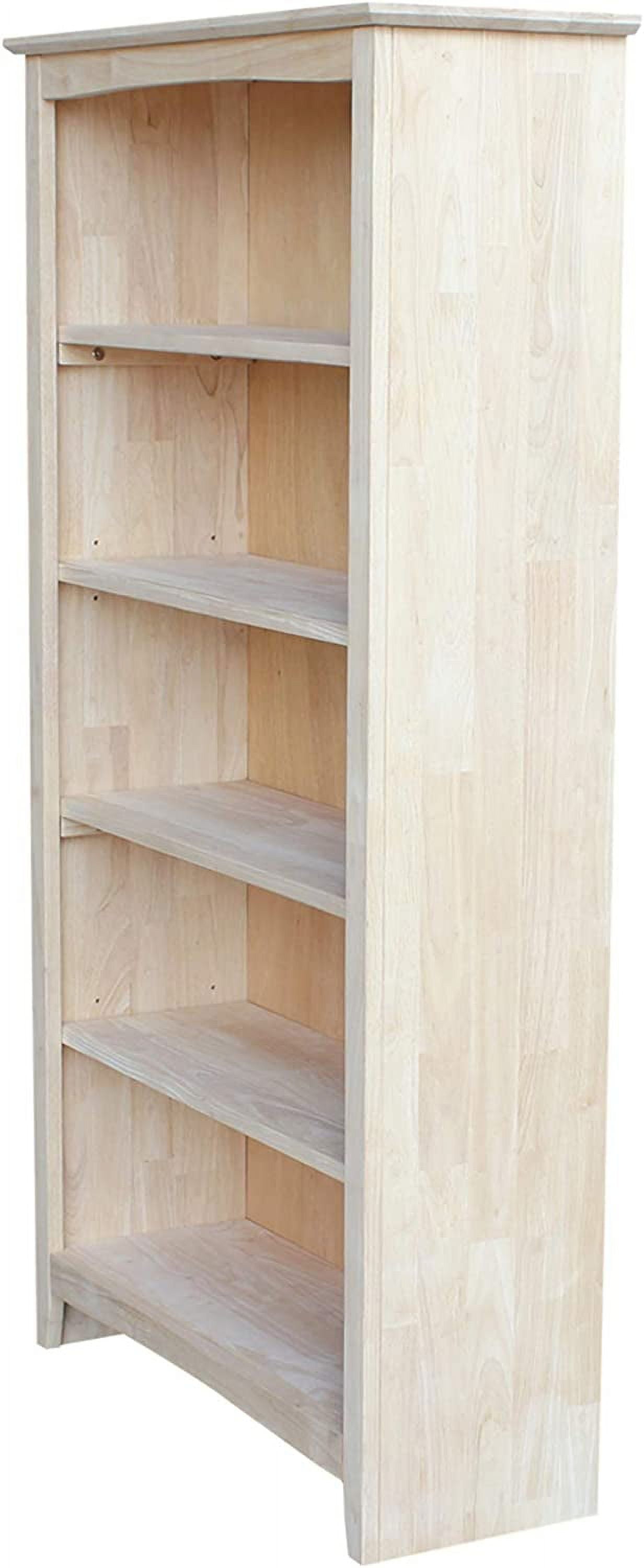 Solid Wood Bookcase 60" High Unfinished Parawood Shelves, Adjustable ...