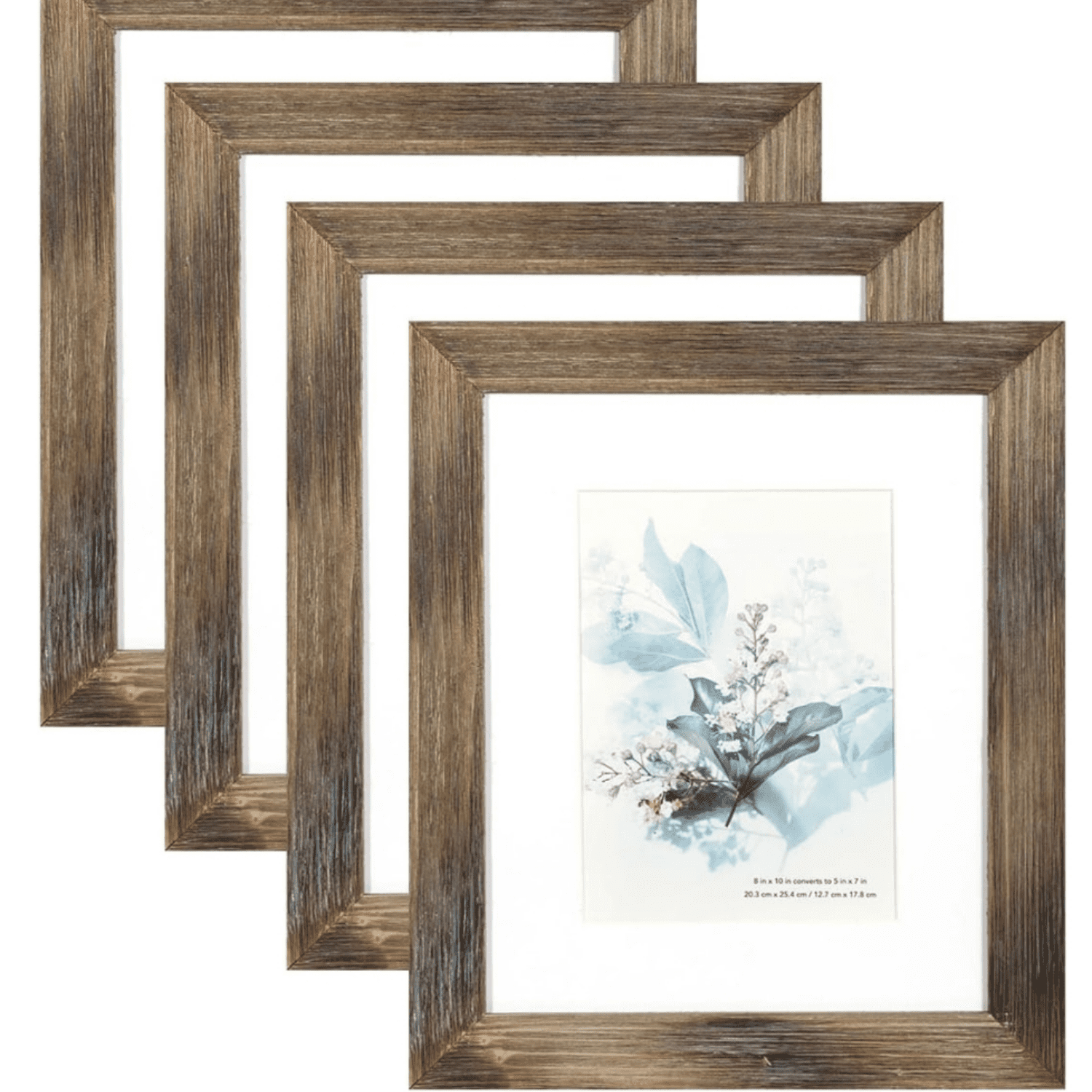 Solid Wood Brown 8x10 Picture Frame 4 Pack - Display Picture 5x7 with ...