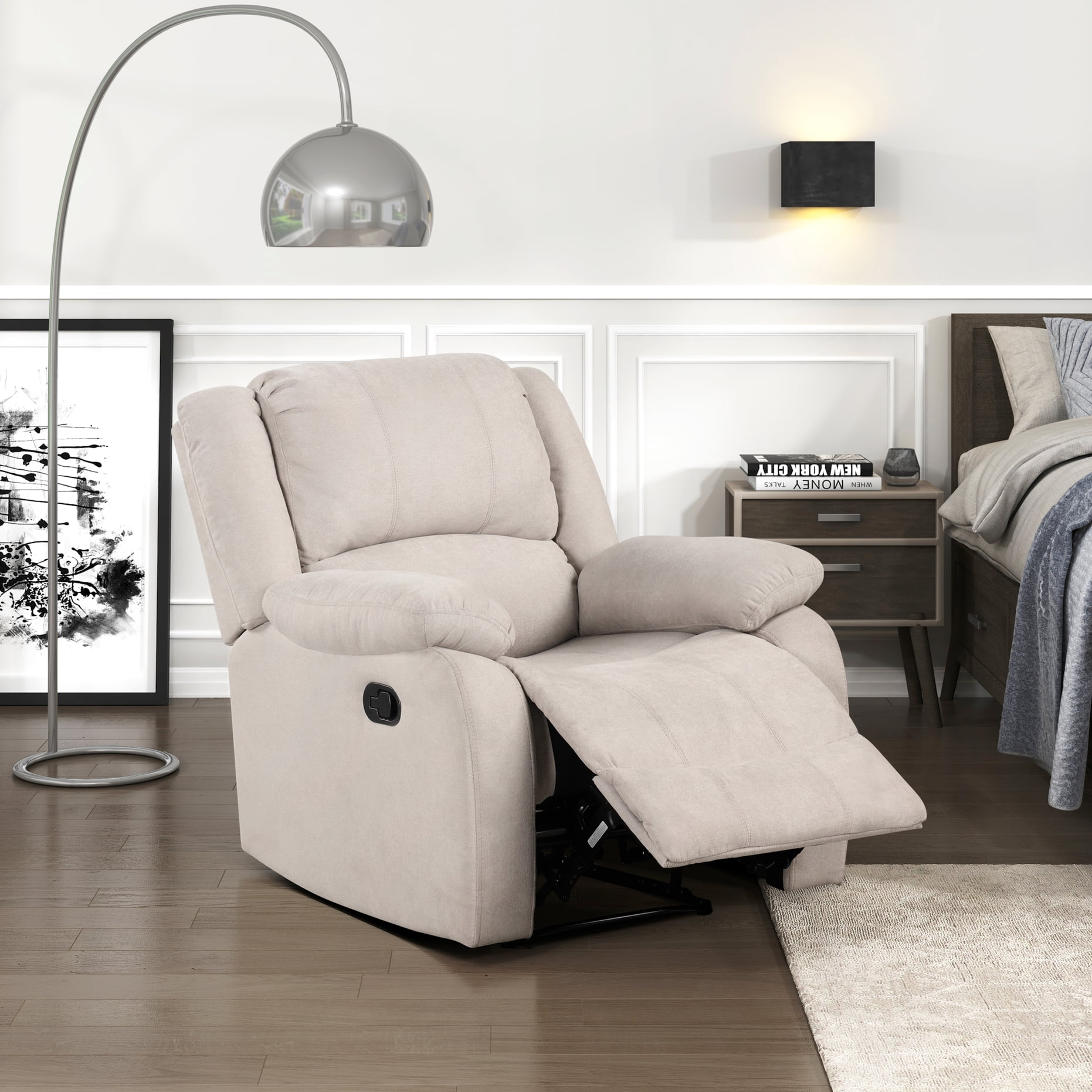 Solid Wood Built Reclining Seat With Textured Upholstery And Comfort ...