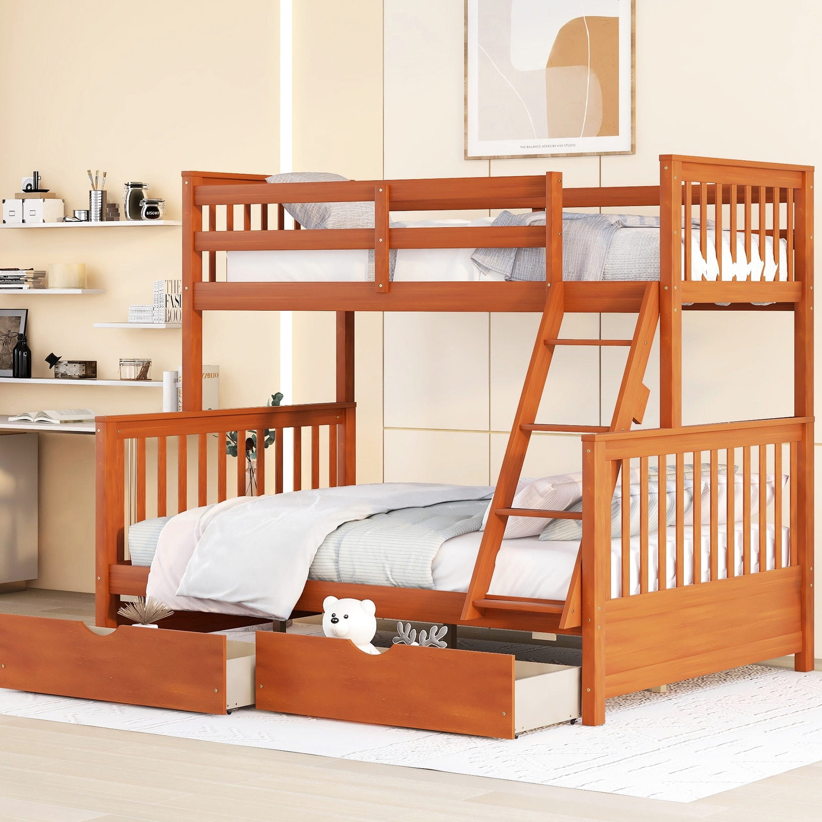 Solid Wood Bunk Bed with Storage Drawers / Organize Your Space ...