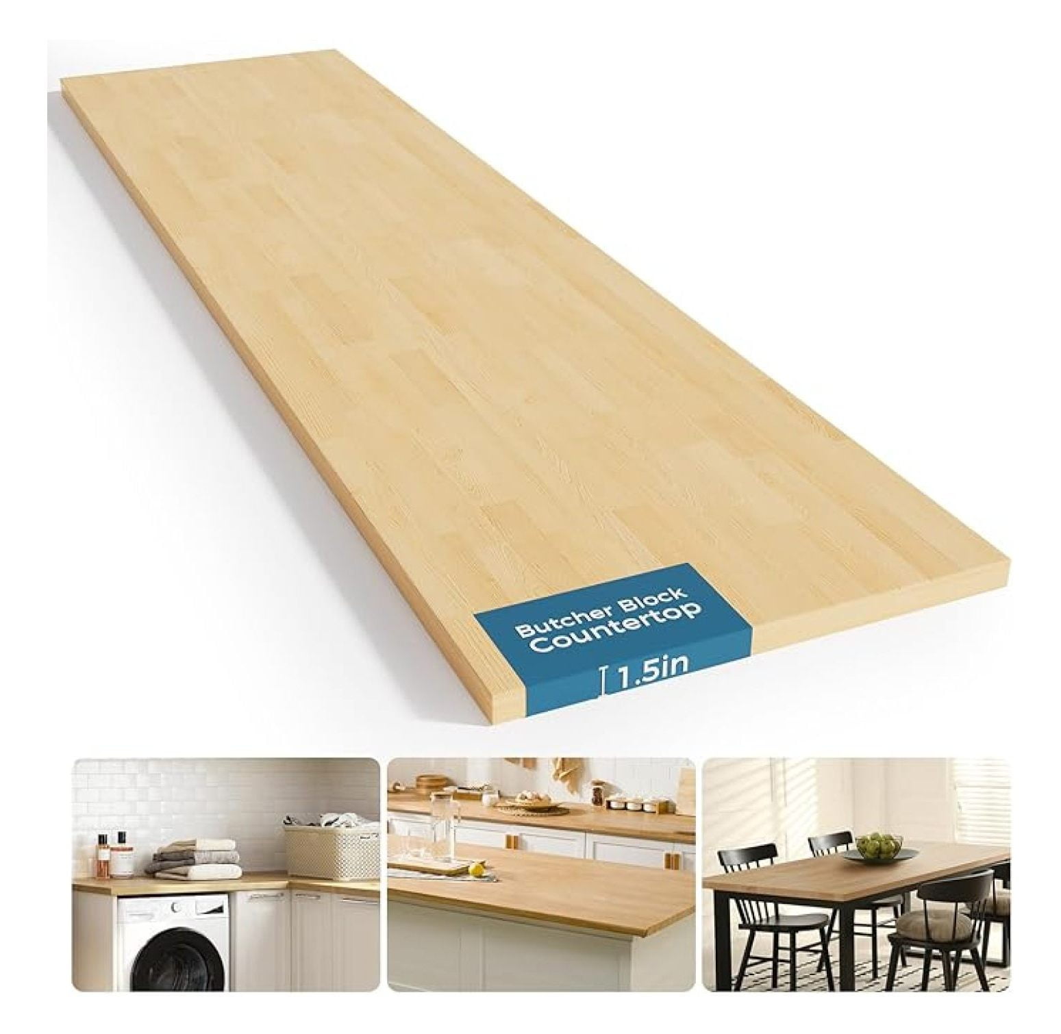 Solid Wood Butcher Block Countertop - Unfinished Birch Slab Counter Top ...