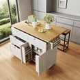Solid Wood Classic White Kitchen Island with Drop Leaf, 2 Seats Power ...