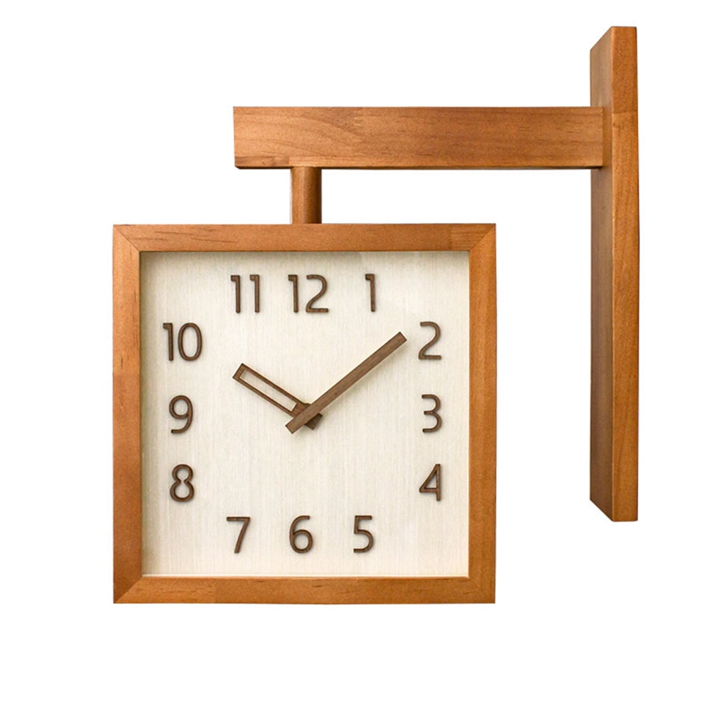 ITIGOITIE Solid Wood Double-Sided Wall Clock, Silent Design, Simple ...