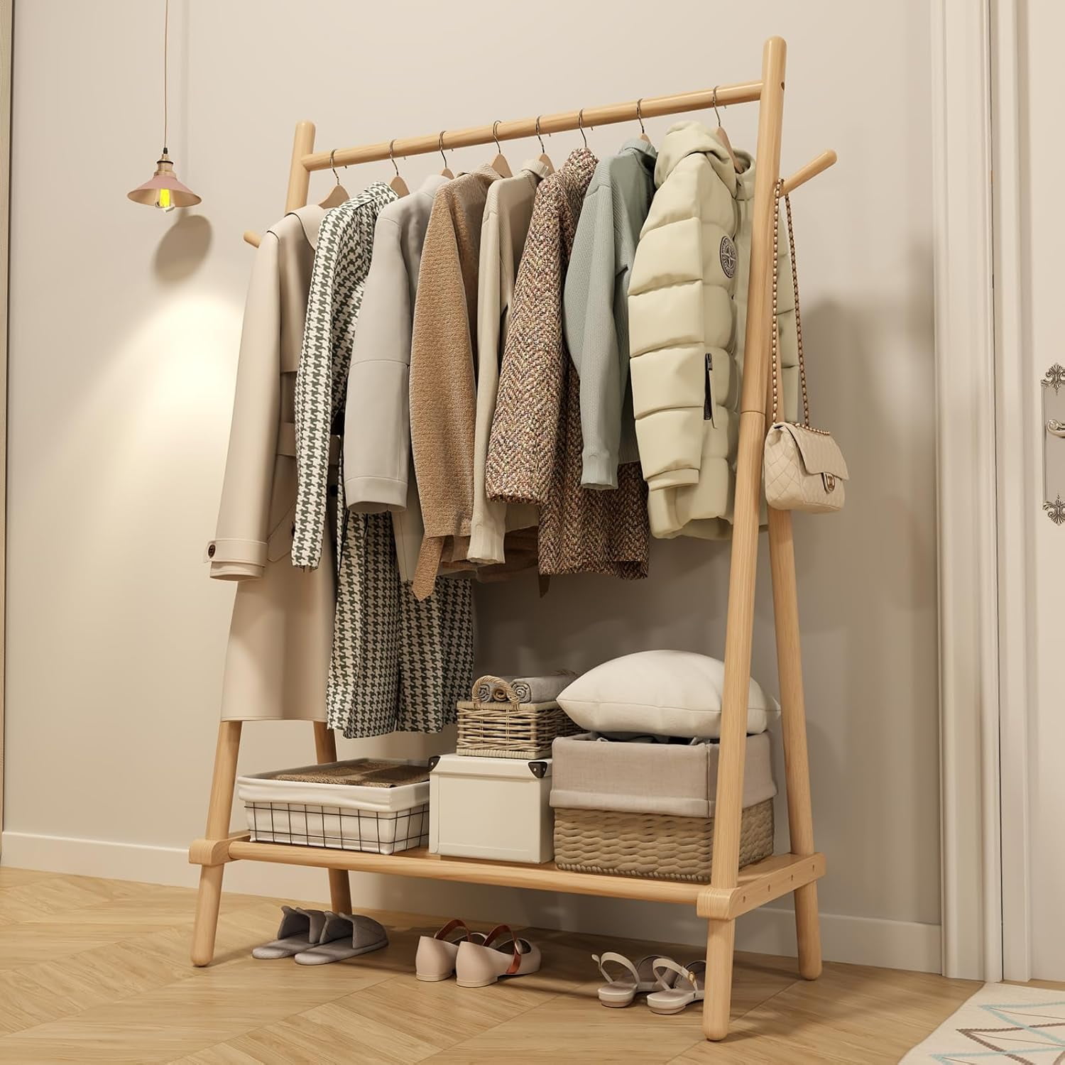Solid Wood Clothes Rack, Clothing Rack for Hanging Clothes, Hanging ...