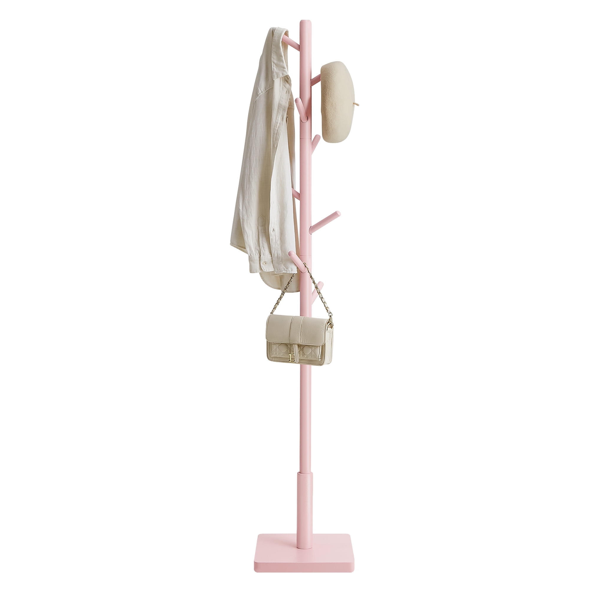 Solid Wood Coat Rack, Free Standing Hall Coat Tree with 8 Hooks, 3 ...