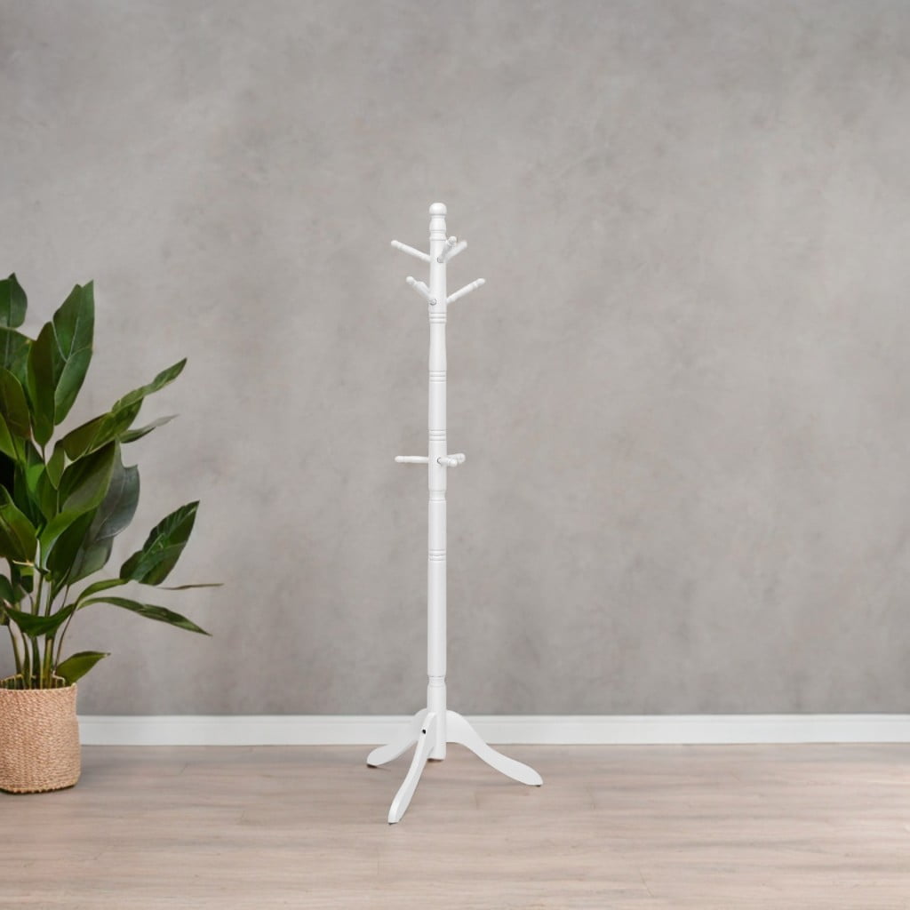 Solid Wood Coat Rack and Stand, Free Standing Hall Coat Tree with 10 ...
