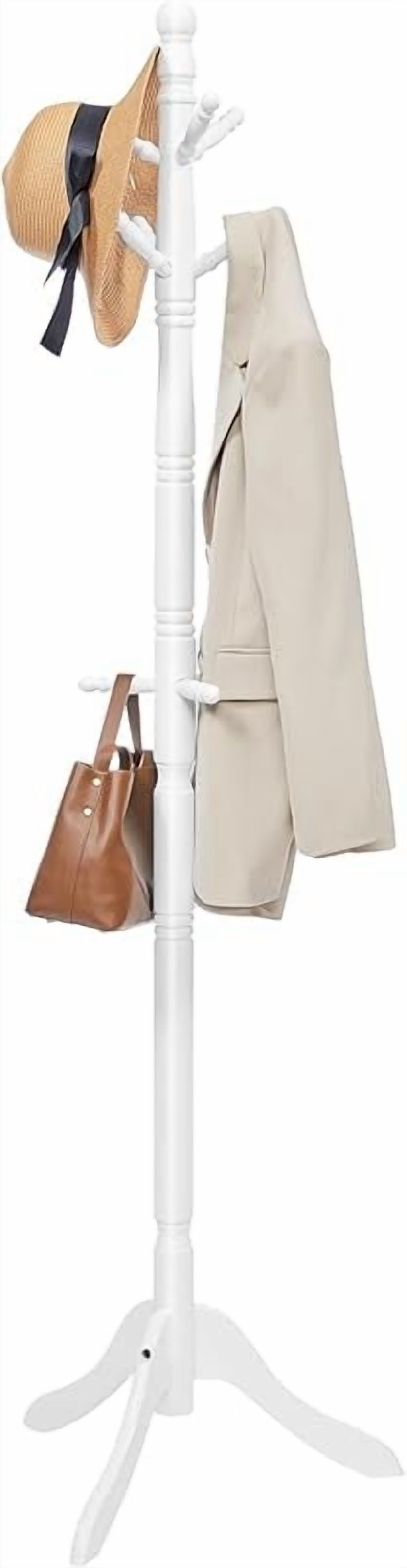 Solid Wood Coat Rack and Stand, Free Standing Hall Coat Tree with 10 ...