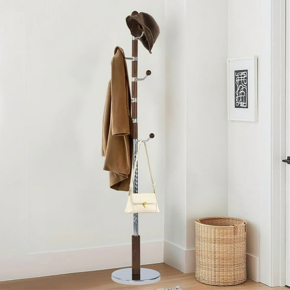 Solid Wood Coat rack stand, Heavy duty Coat Tree with 6 Hooks ...