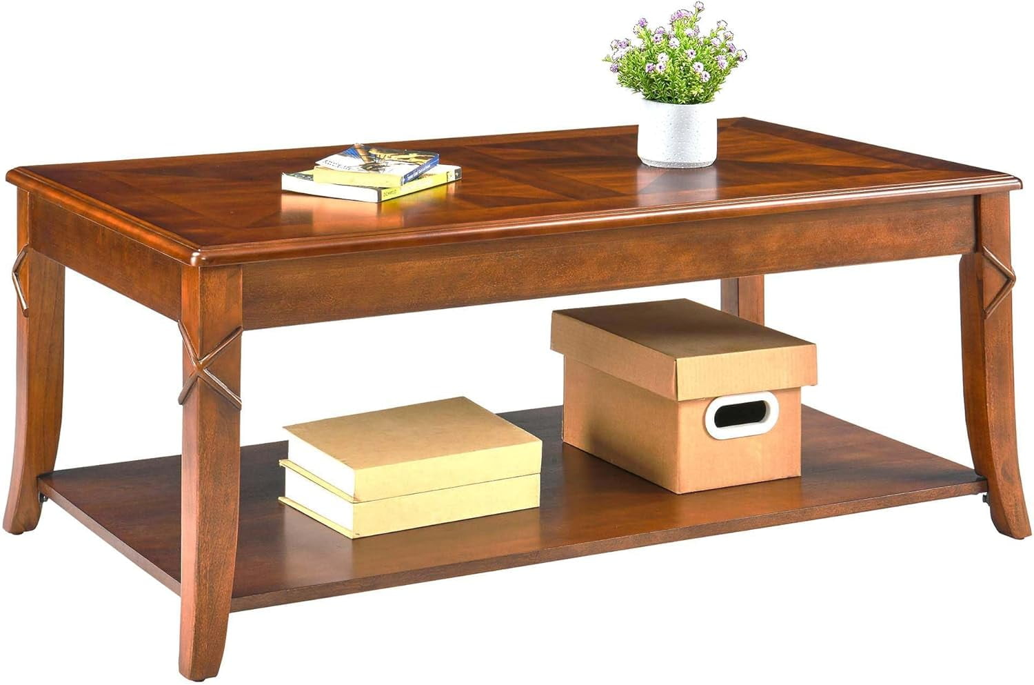 Solid Wood Coffee Table for Living Room, Cherry Cocktail Table with ...