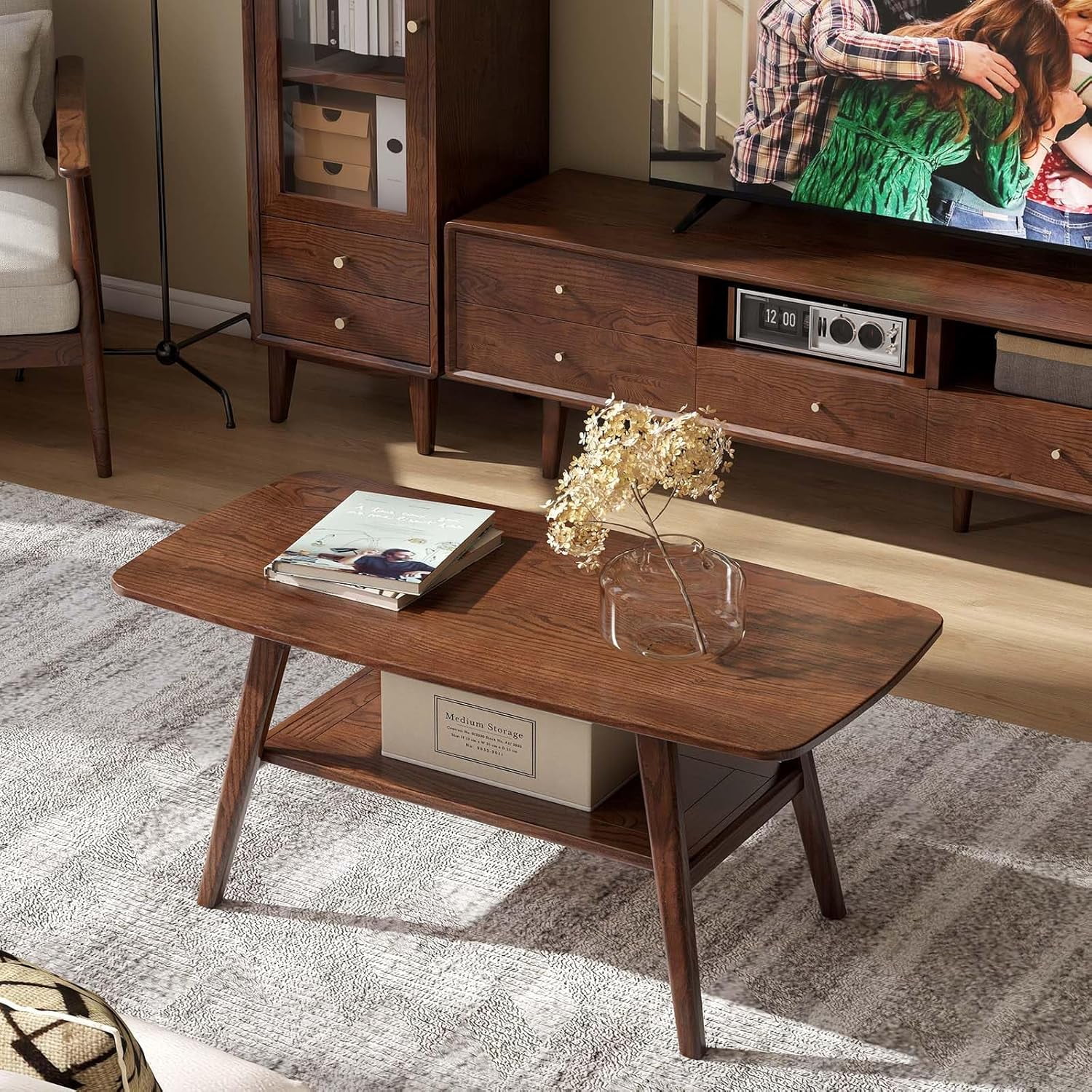 Solid Wood Coffee Table, Small Living Room Table Tier Coffee Table with ...