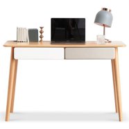 Solid Oak Wood Computer/Study Desk with Drawers, Modern Slim Design ...