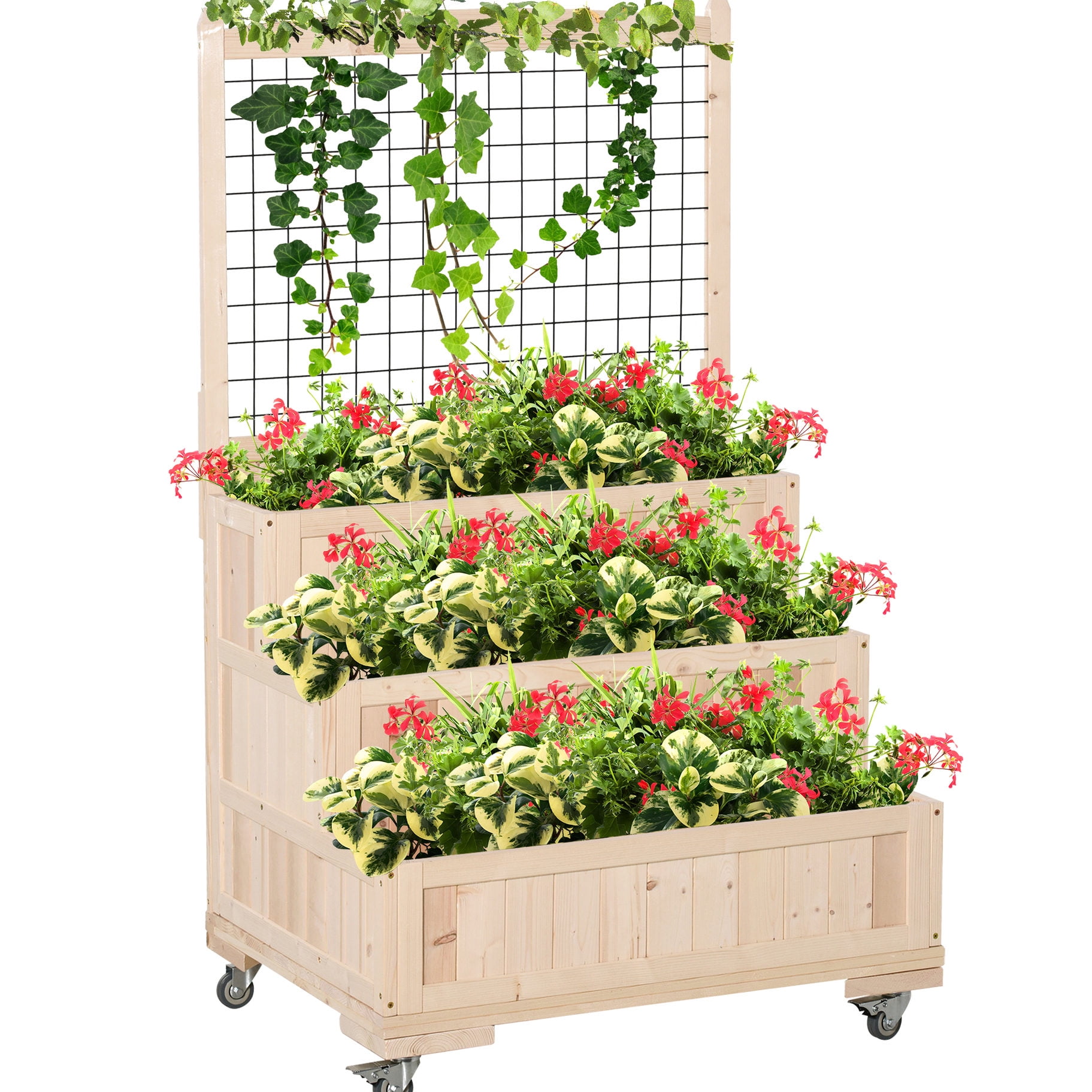 Solid Wood Construction - 3 Bottom Planting Boxes - Garden Landscape ...