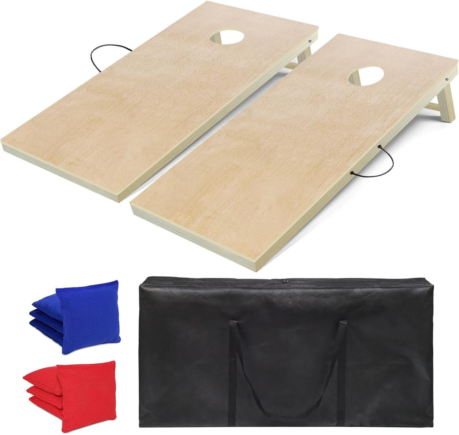 Solid Wood Cornhole Board Set 4 ft x 2 ft, Regulation Size Corn Hole ...