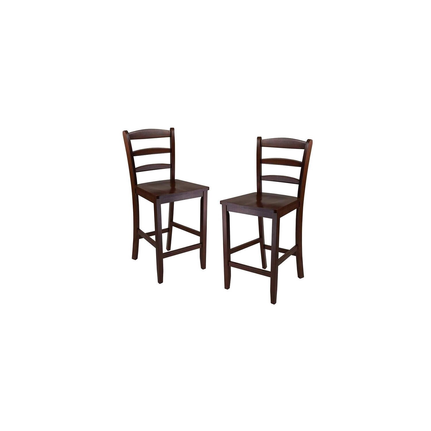 Solid Wood Counter Stools - 24 Inch Ladder Back Stools - Set of 2 ...