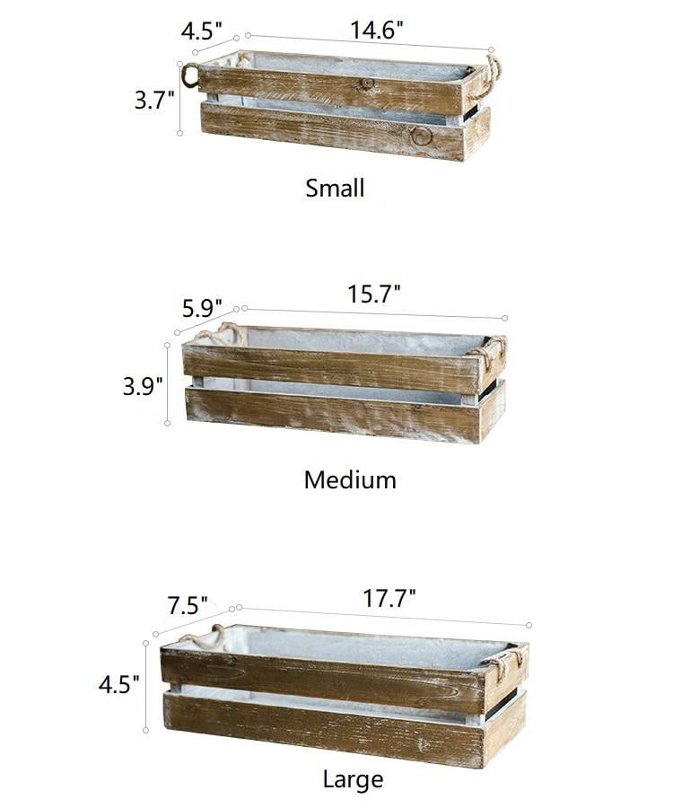 Solid Wood Crate Flat Long Crate With Rope Handles - Walmart.com