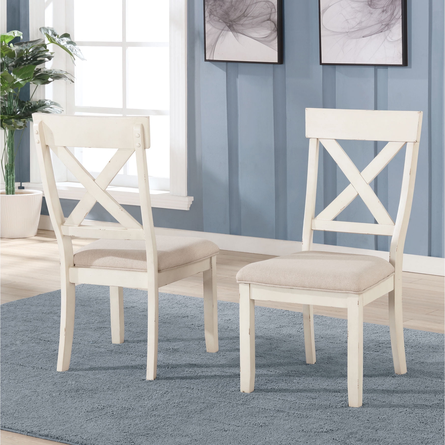 Solid Wood Cross Back Chairs Set of 2 for Indoor Dining Environments ...