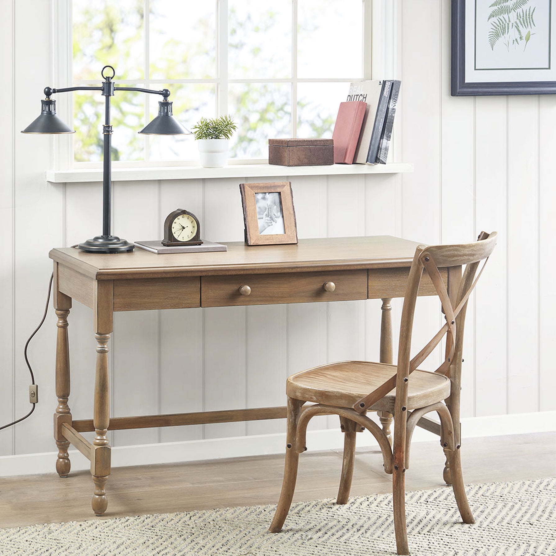 Solid Wood Desk with Turned Legs and Drawer for Work | Transform Your ...