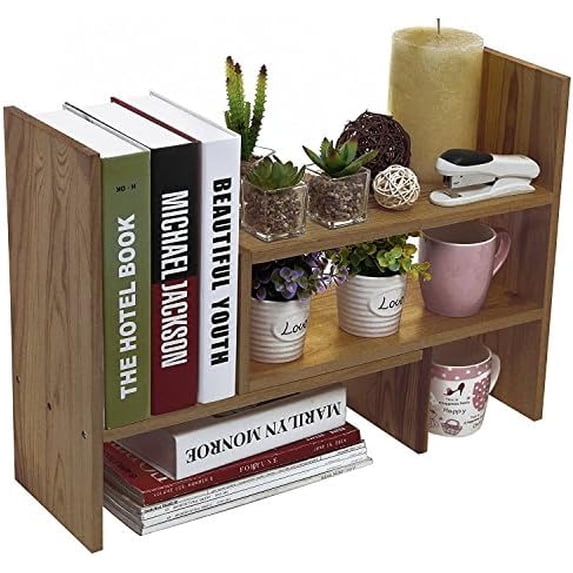 Solid Wood Desktop Shelf Organizer, Adjustable Office Dorm Desk ...
