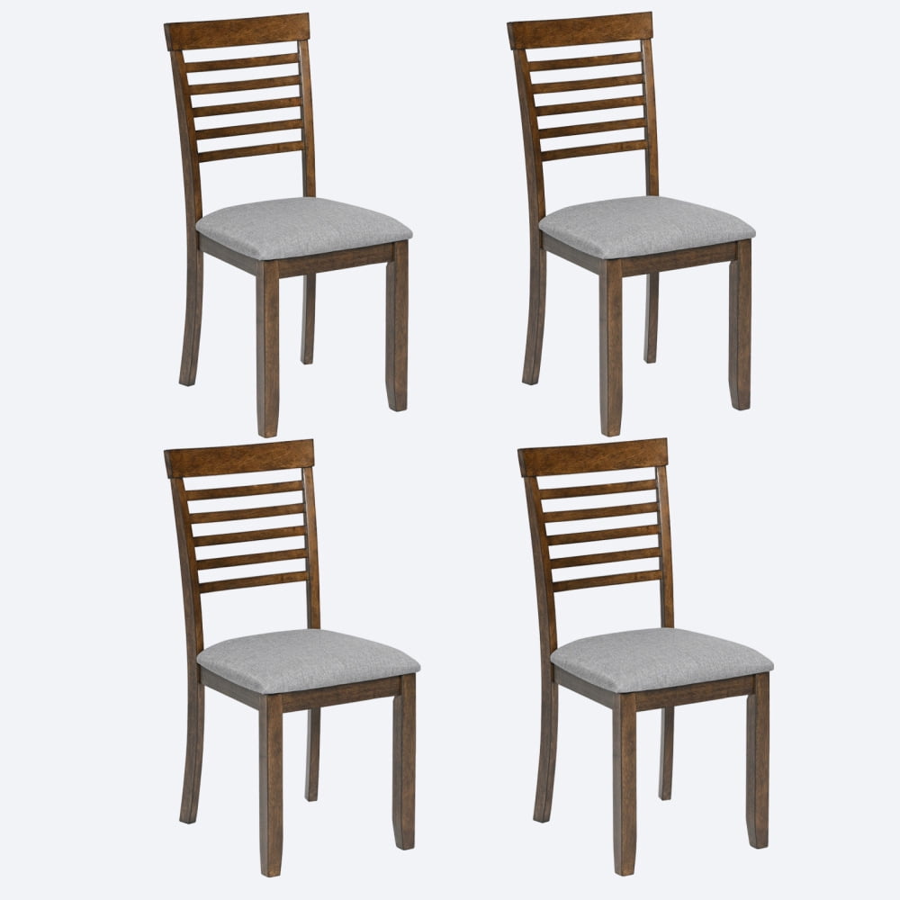 Solid Wood Dining Chairs Set of 4, Ergonomic Cushioned Kitchen Chairs ...