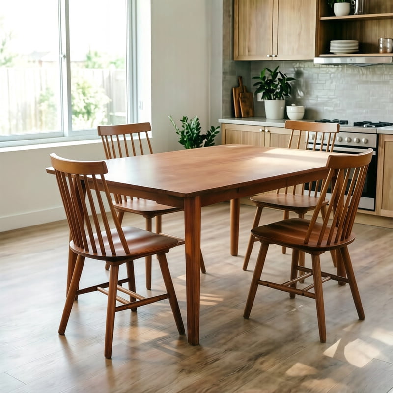 Solid Wood Dining Chairs Set of 4, Ergonomic Windsor Backrest Mid ...