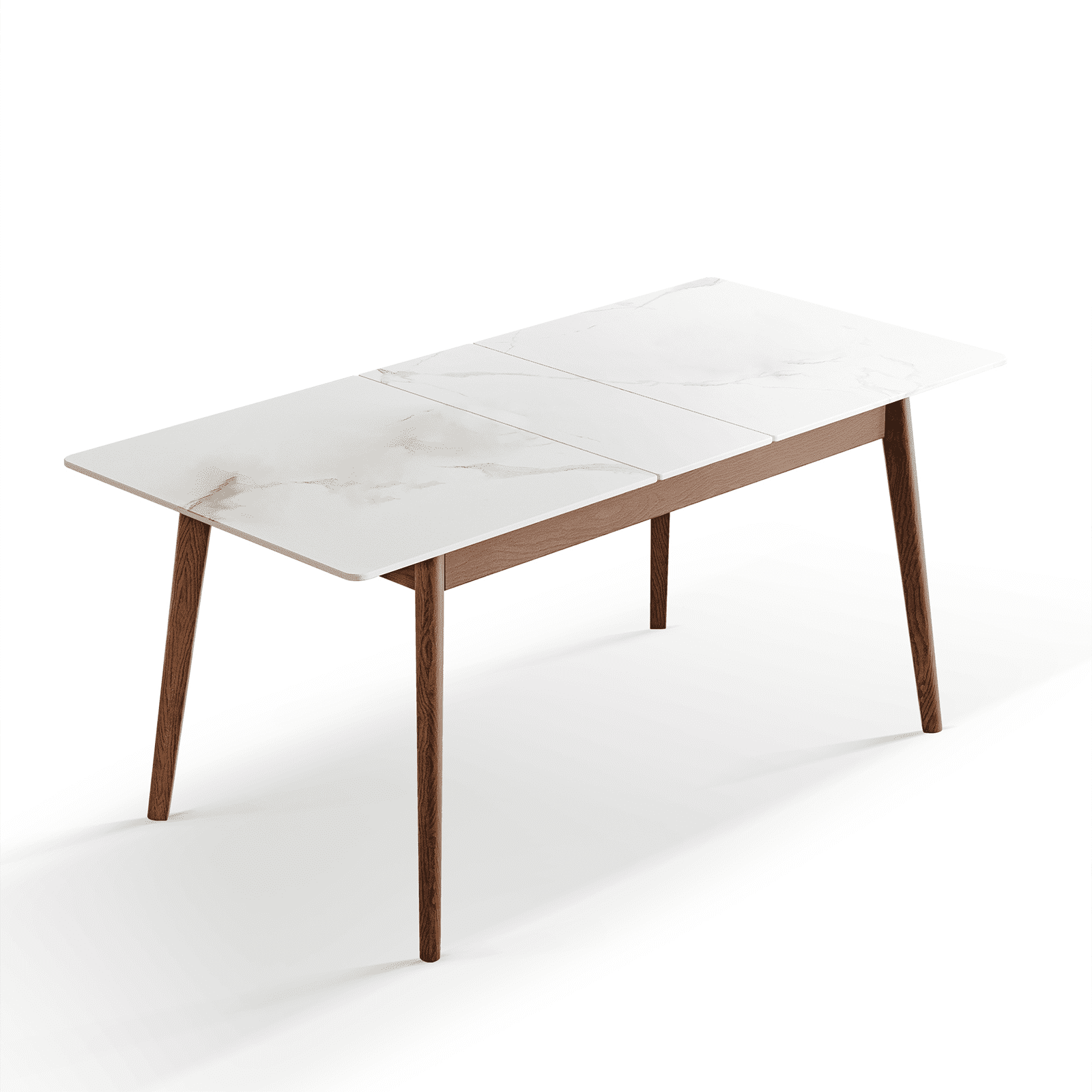 Solid Wood Dining Table with White Slate Top and Walnut Kitchen Dining ...