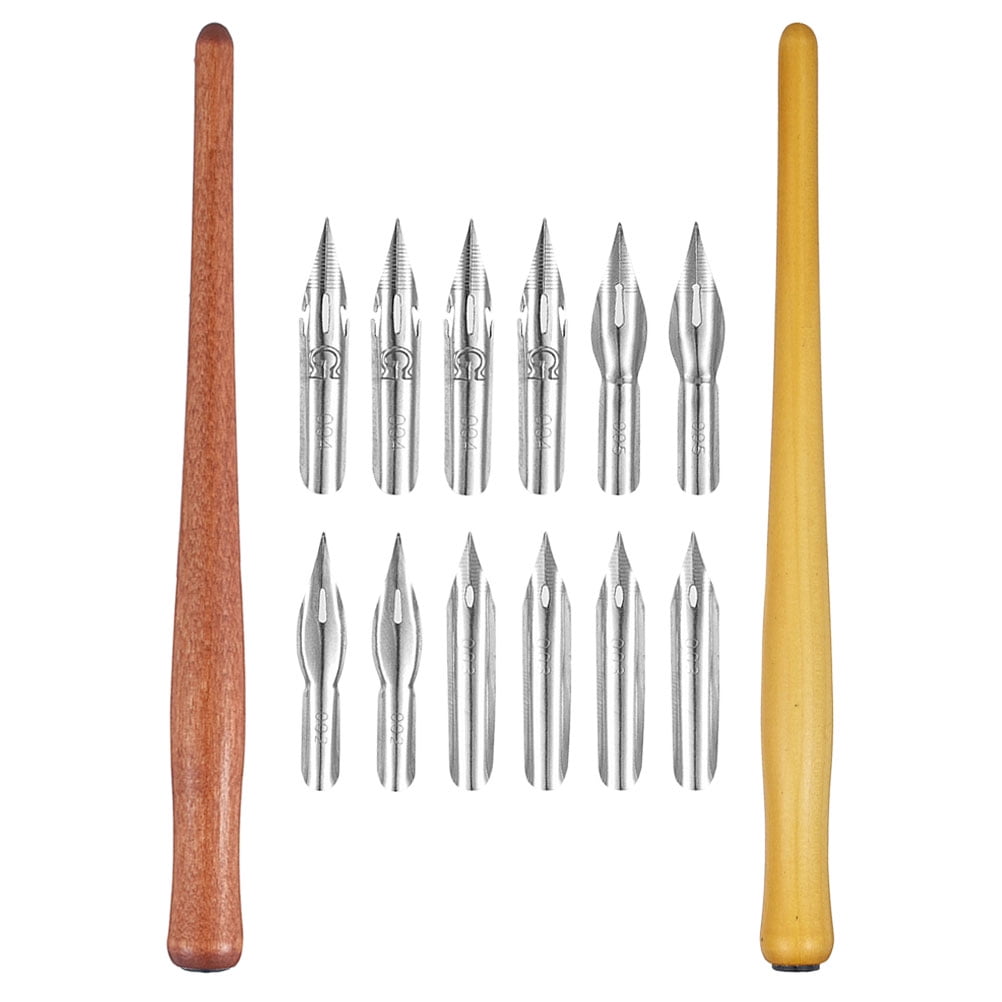 Solid Wood Dip Pen Calligraphy Set Decor Fountain Stainless Steel Pens ...