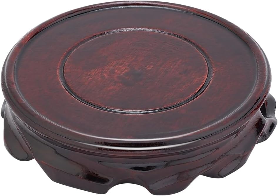 Solid Wood Display Stand Base 4.4x0.9inch Round Coconut Brown Wooden ...