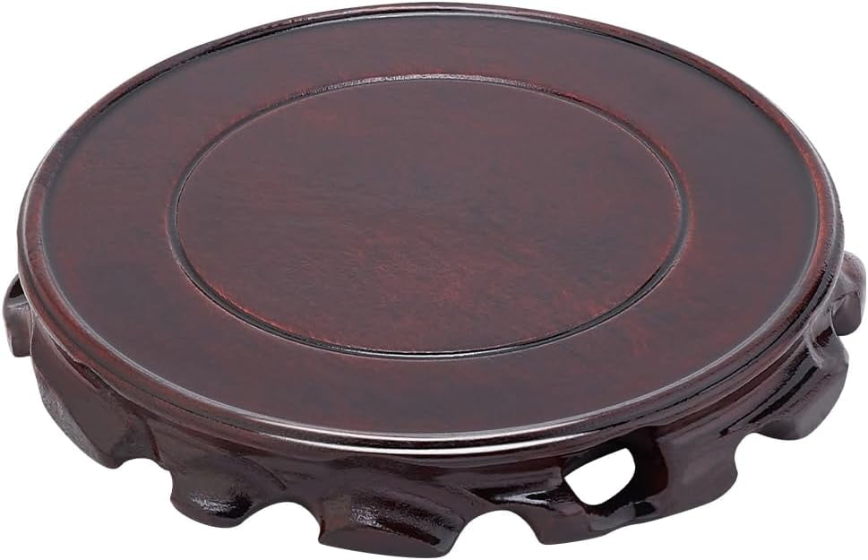 Solid Wood Display Stand Base 6.7x0.9inch Round Coconut Brown Wooden ...