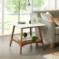 Solid Wood End Tables with Lower Storage Shelf, Modern Mid-Century Sofa ...