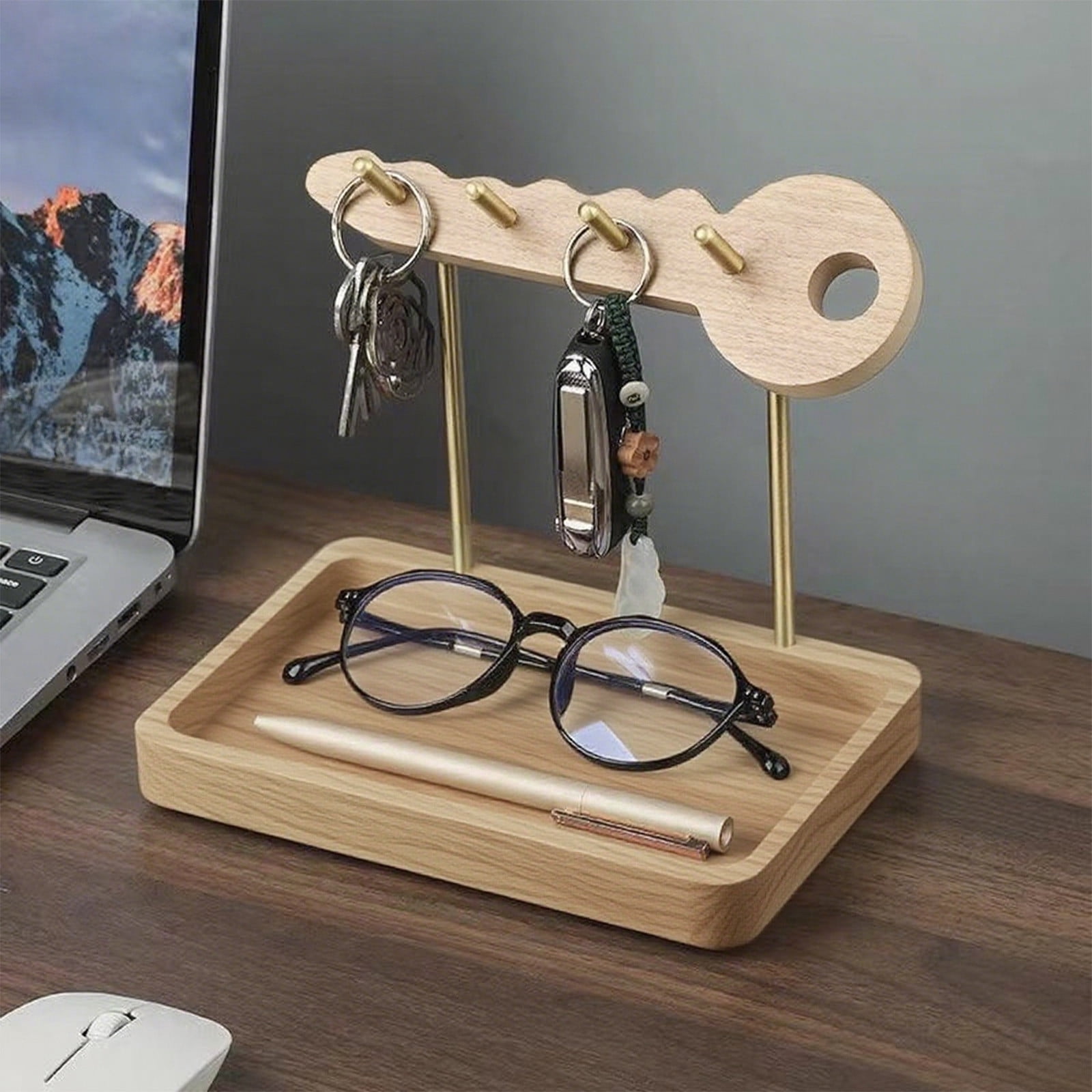 Solid Wood Entrance Storage Rack with Tree Branch Design, Wall-Mounted ...