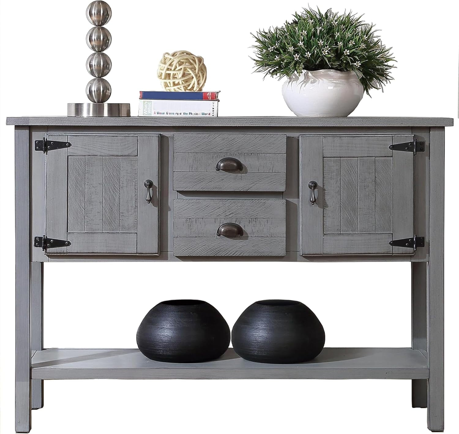 Solid Wood Farmhouse Console Table Sofa Table with Storage Drawers and ...