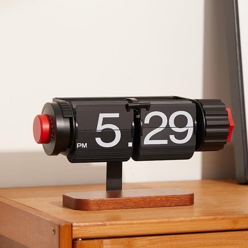 Solid Wood Flip Clock, Intelligent Mechanical Flip Clock, Mechanical ...