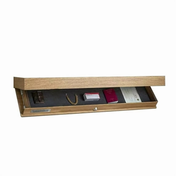 Solid Wood Floating Shelf with Hidden Compartment, Wall-Mounted Storage ...