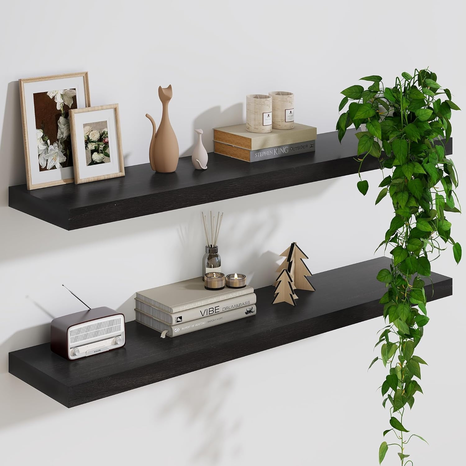 Solid Wood Floating Shelves for Wall, 36”W x 9”D x 1.56”H Large Wall ...