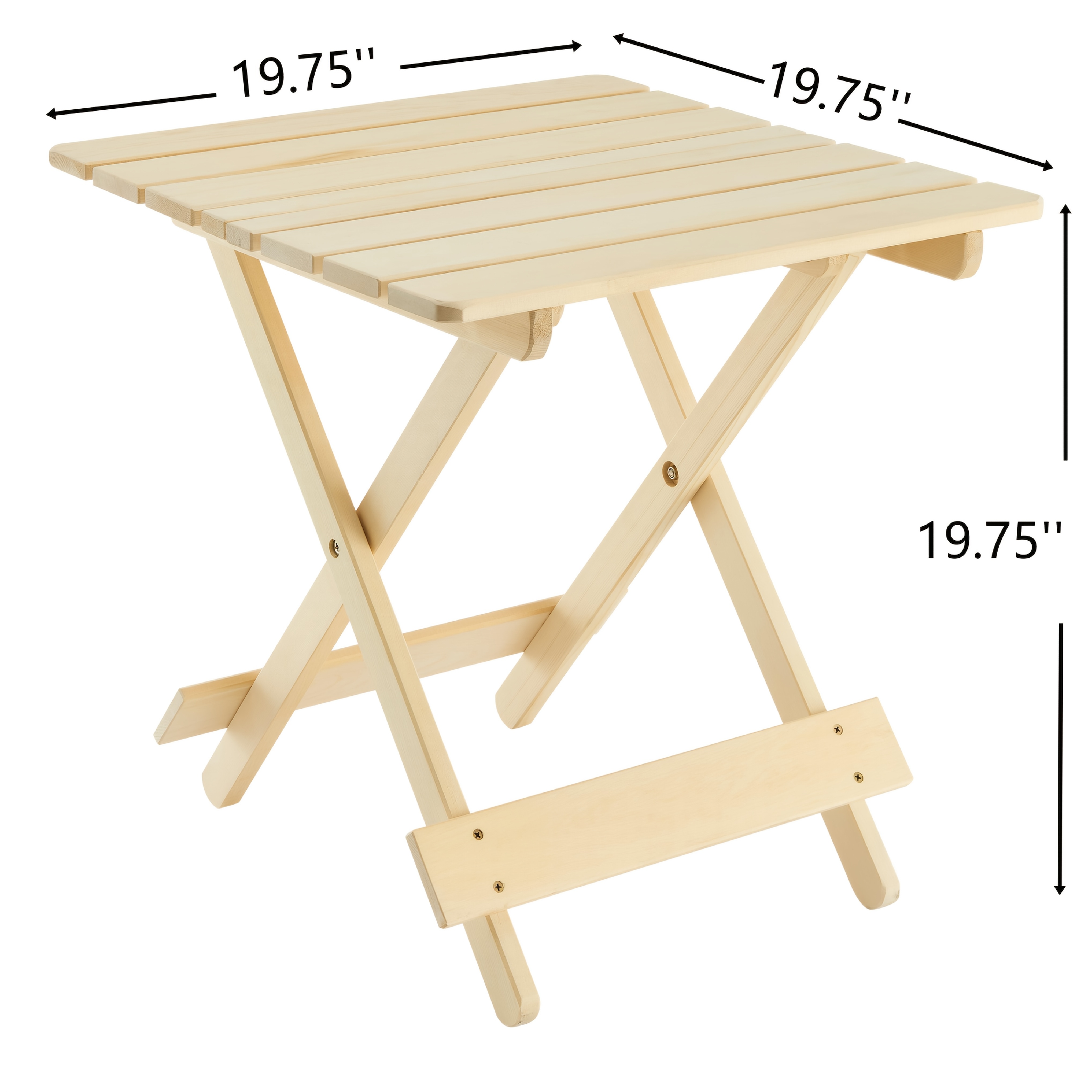 Solid Wood Folding Square Table - Portable Space-Saving X-Frame Design ...