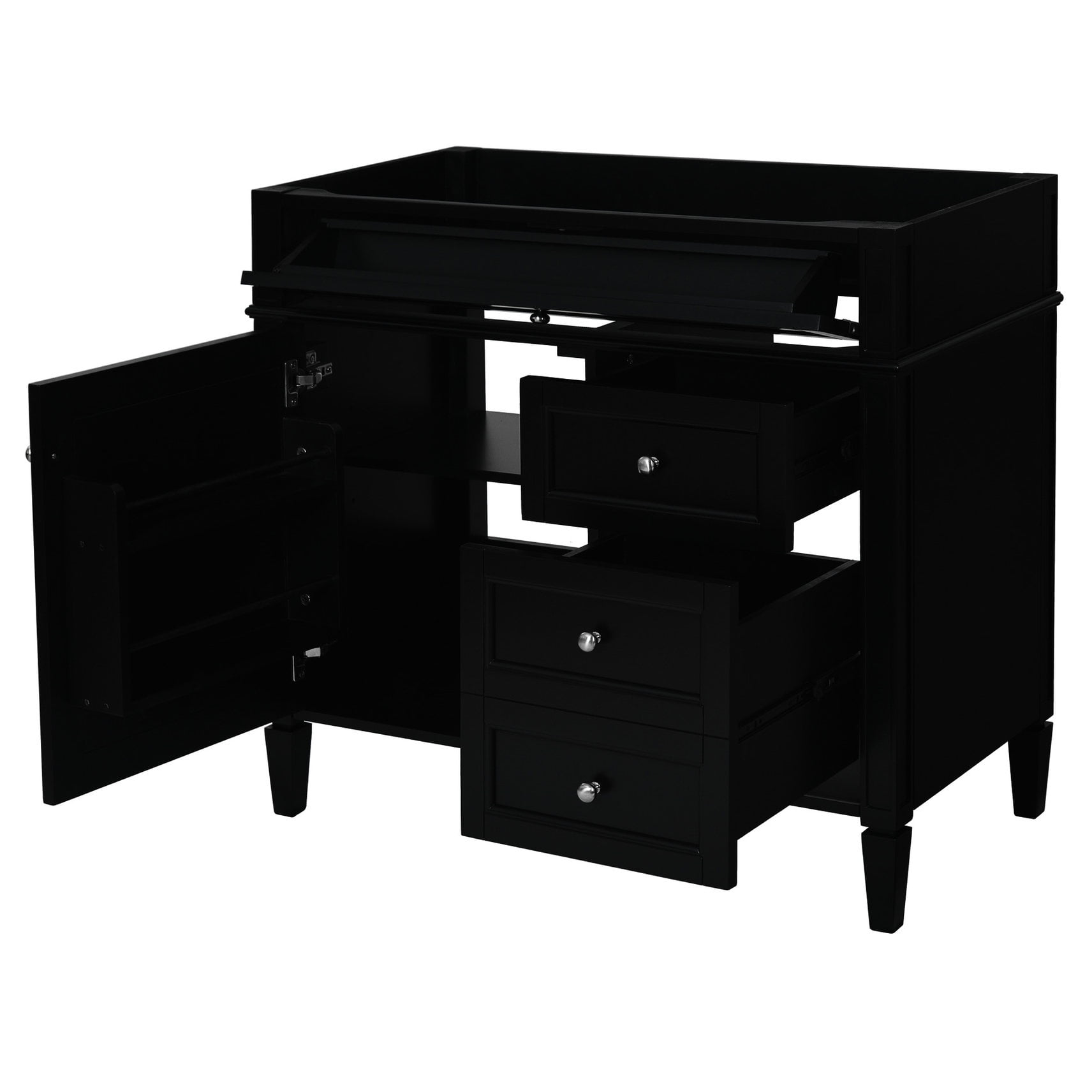 Solid Wood Frame 36'' Bathroom Vanity with Smooth Metal Drawer Slides ...