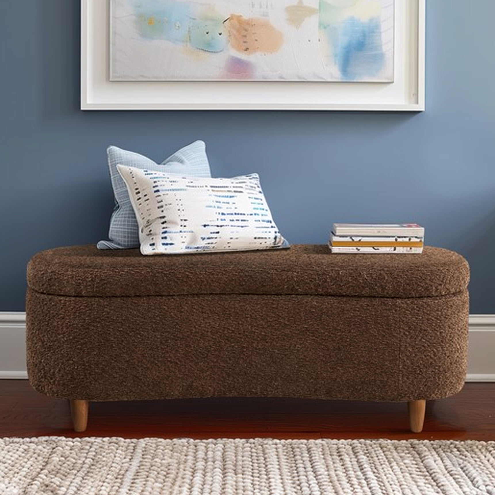 Solid Wood Frame, Curved Front Flip Top Bench - In Bedroom Space, Cozy ...