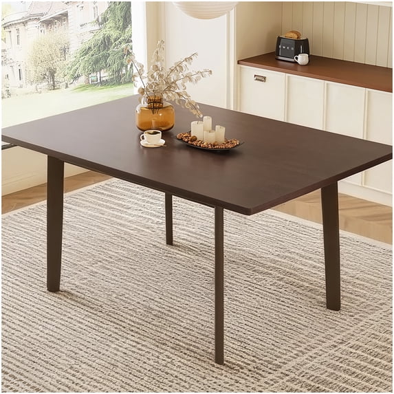 Solid Wood Frame Dining Table, 60 Inch Walnut Rustic Table for Kitchen ...