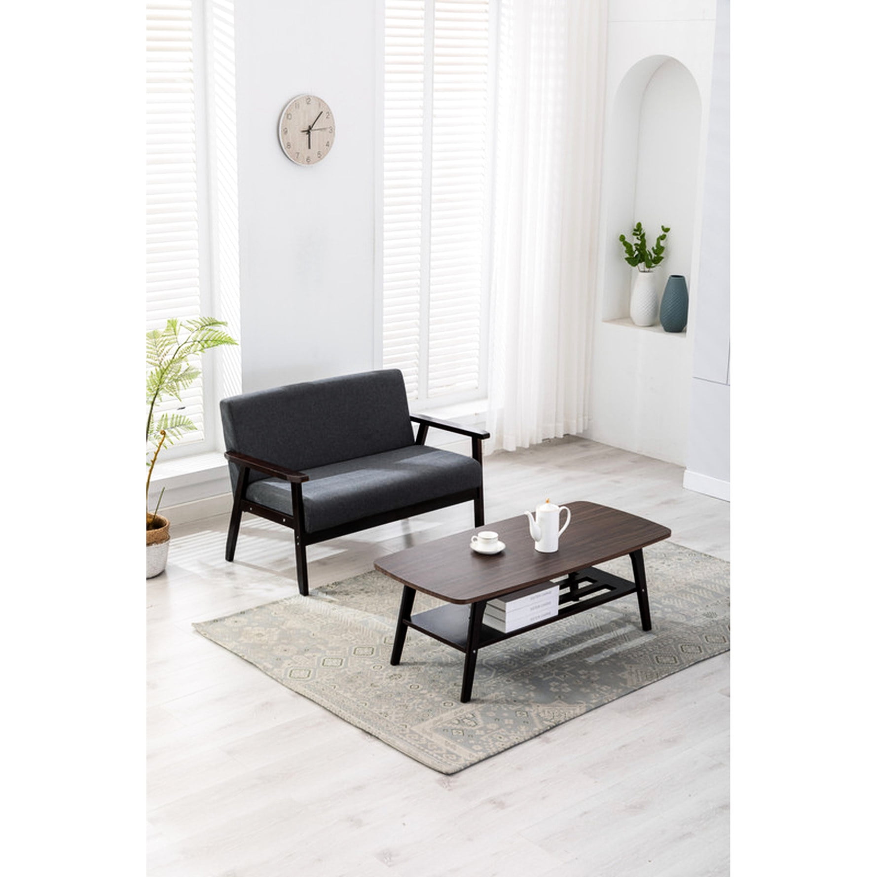 Solid Wood Frame / Living Room Relaxation / Comfortable Gray Linen ...