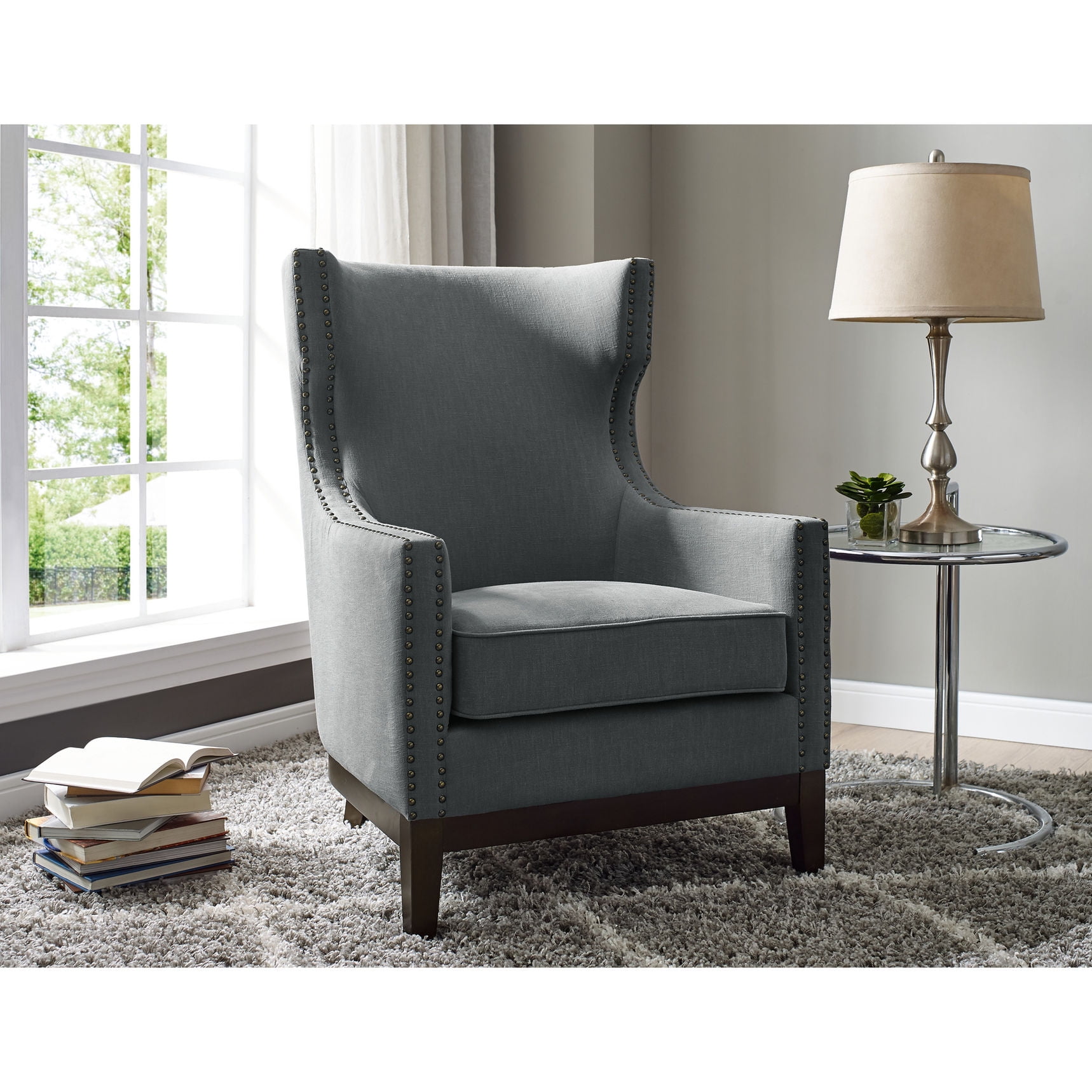 Solid Wood Frame with Oak Legs - Wingback Design for Living Room ...