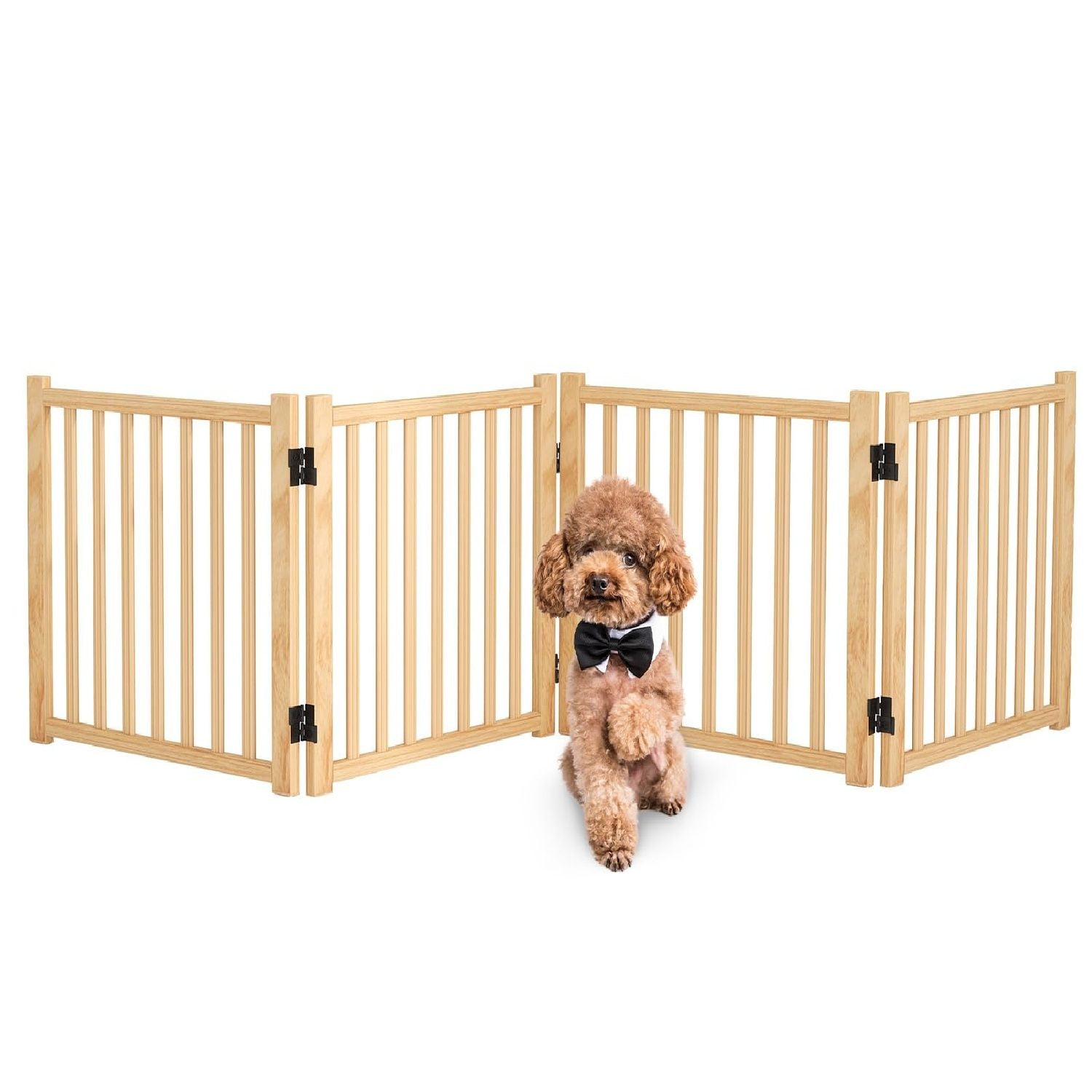 Solid Wood Freestanding Pet Gate,Nature Wood Dog Gates for Doorways The ...