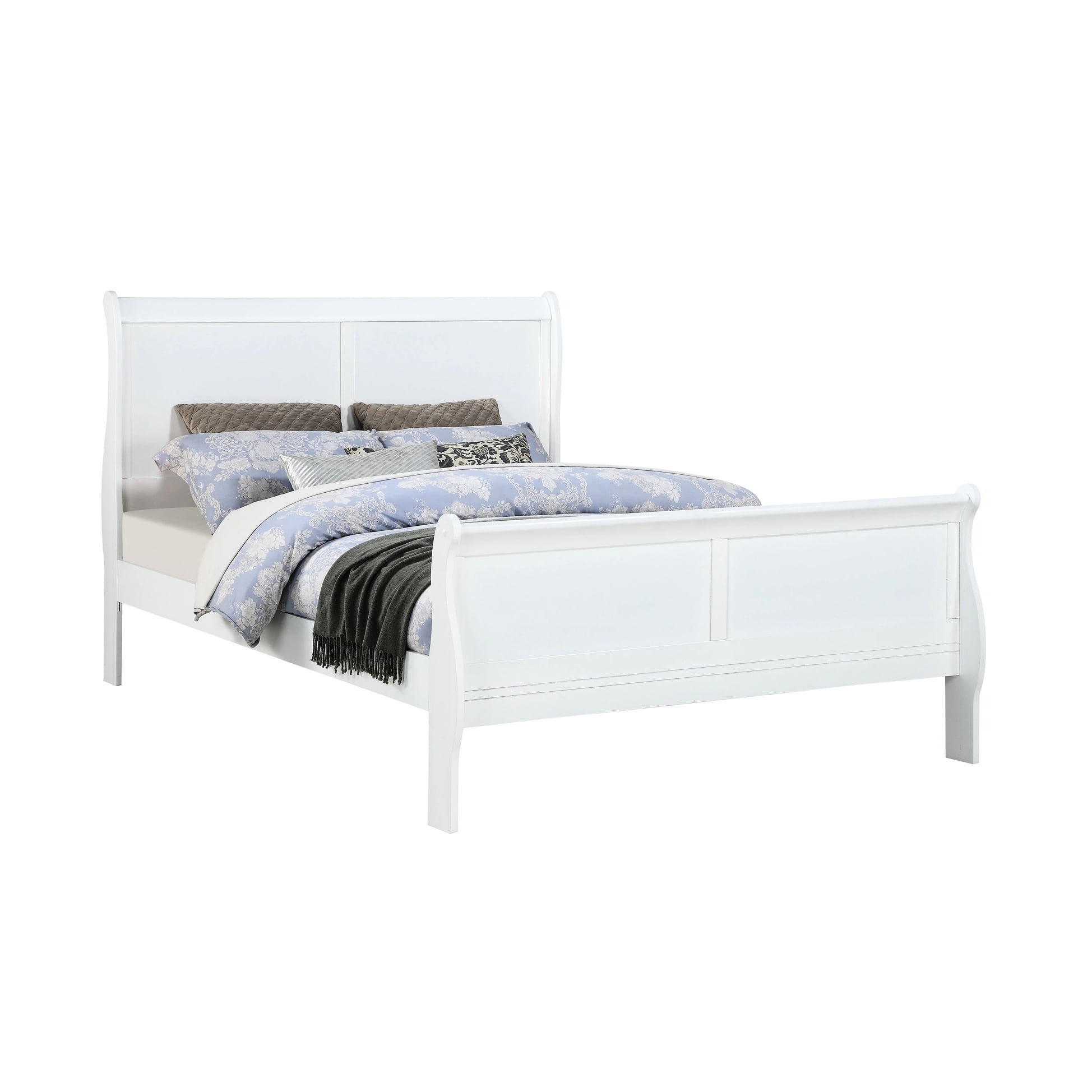 Solid Wood Full Size Bed In Alluring White With Drawer Bottoms Finish ...