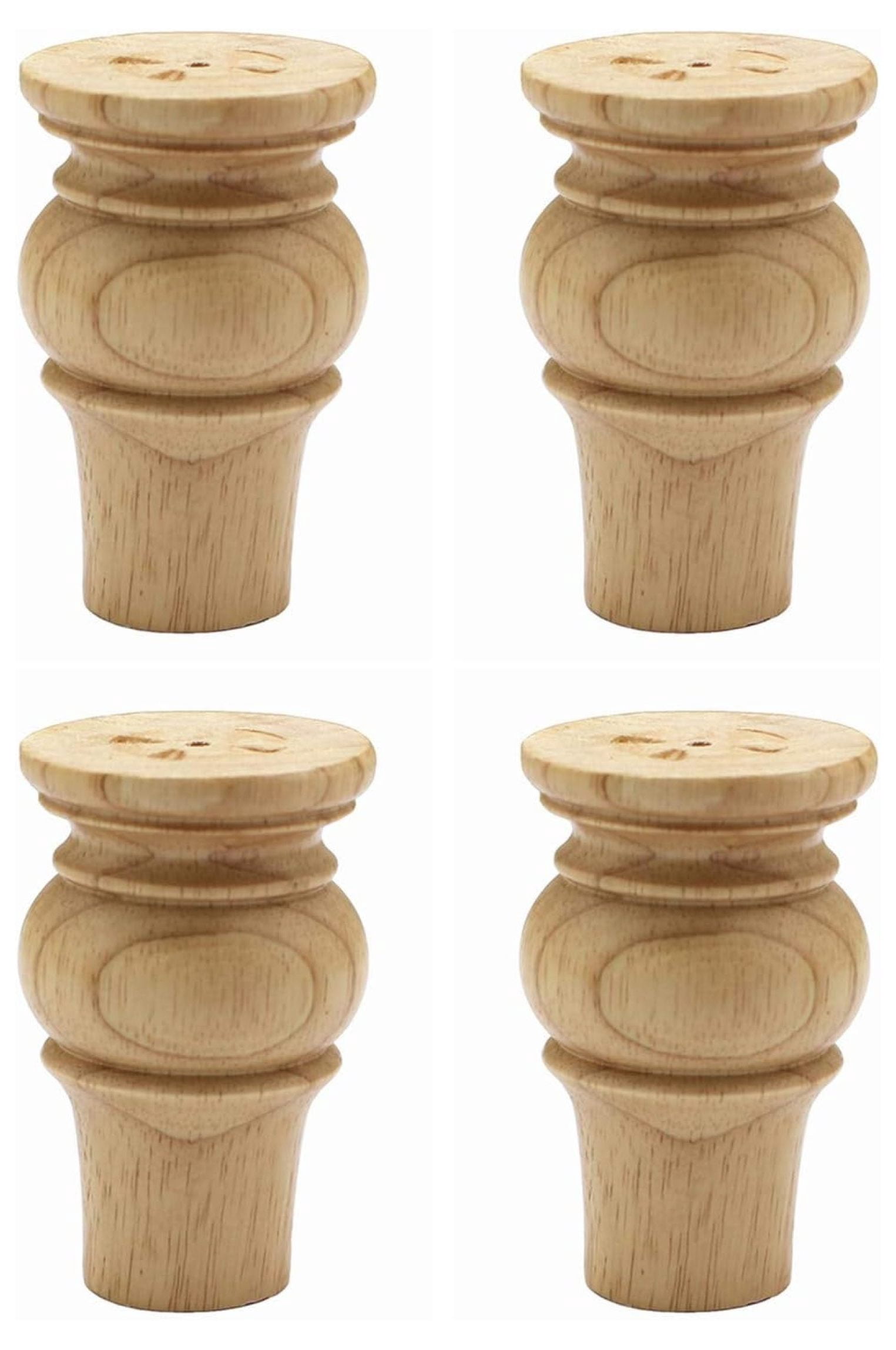 Solid Wood Furniture Legs Bun Feet Replacement - Set of 4 (4", Primer ...