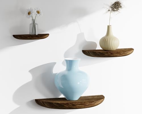 Solid Wood Half Round Floating Wall Shelves | Elegant Floating Shelves ...