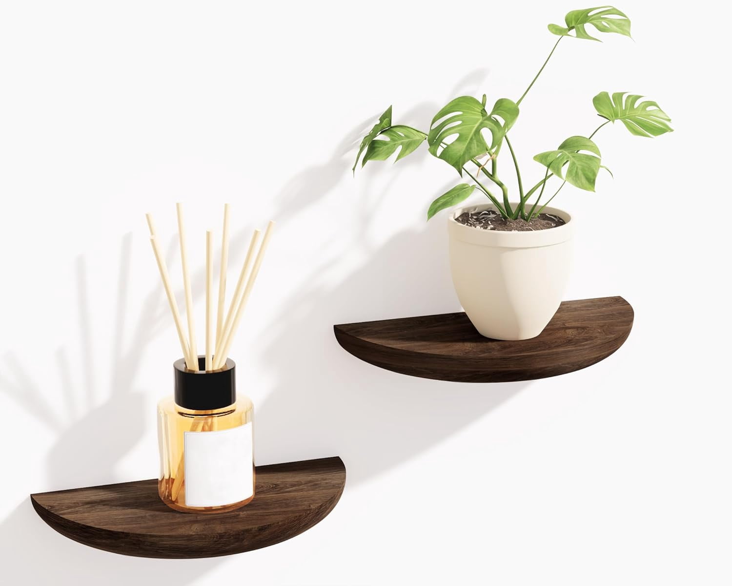 Solid Wood Half Round Floating Wall Shelves | Elegant Floating Shelves ...
