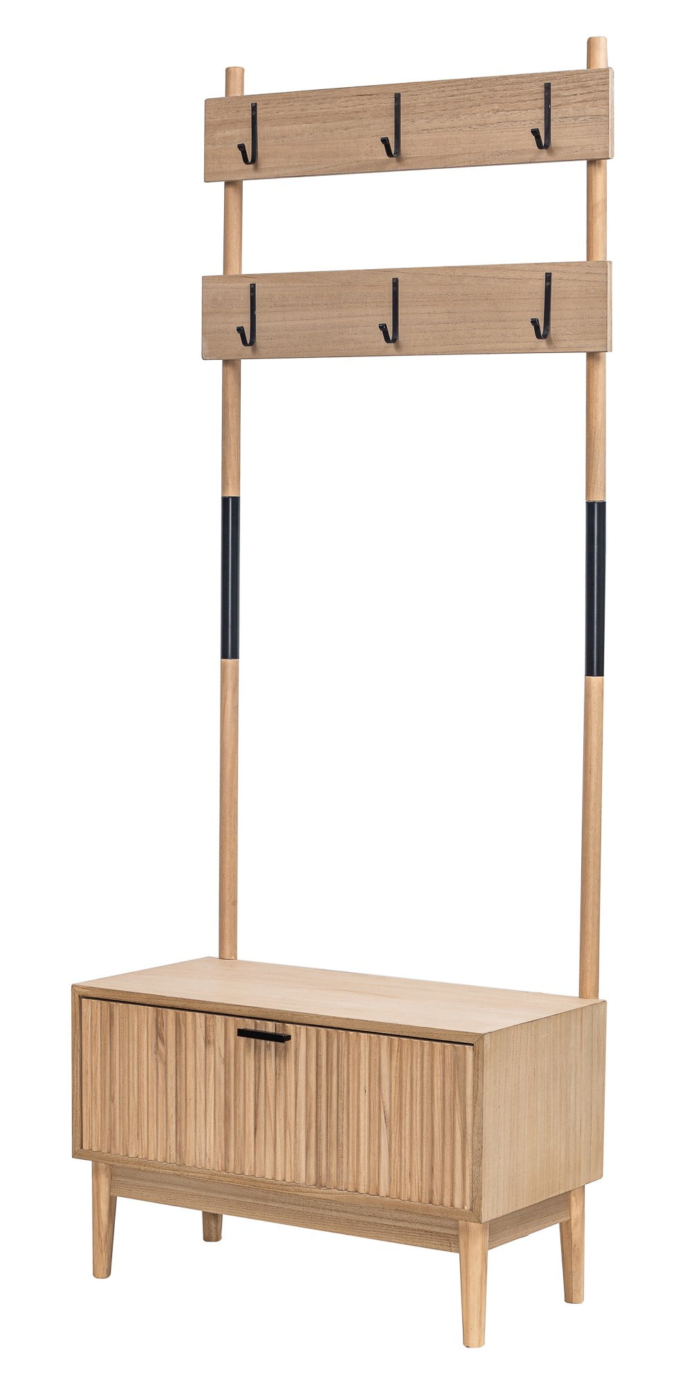 Solid Wood Hall Tree with Storage Industrial Style Entryway - Walmart.com